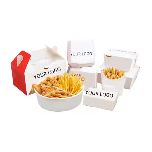 Quality LOW MOQ Custom Eco-friendly Recyclable Boxes for Fried Chicken Burgers Fries for sale