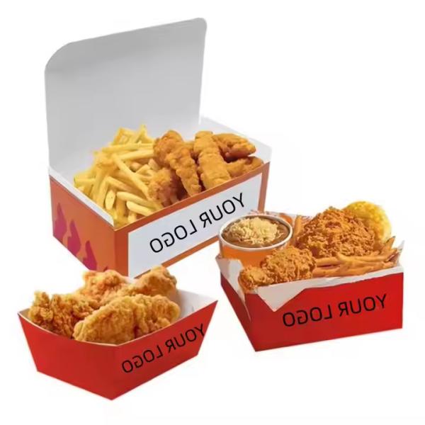 Quality LOW MOQ Custom Eco-friendly Recyclable Boxes for Fried Chicken Burgers Fries for sale