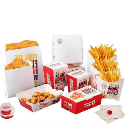 China Custom Logo Sized Disposable Boxes for Fried Chicken Fries Sandwich  Burger Takeaway for sale