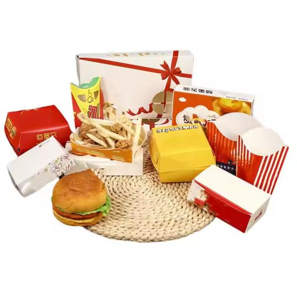 Quality Low Price Custom Logo Biodegradable Kraft Cardboard Boxes for Fries Burger for sale