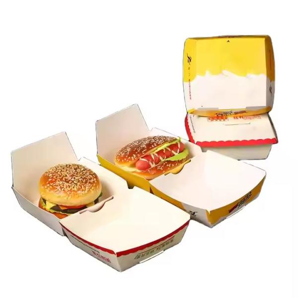 Quality Low Price Custom Logo Biodegradable Kraft Cardboard Boxes for Fries Burger for sale