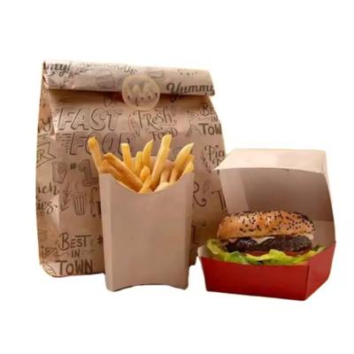 China Eco-friendly Burger Boxes Customized Oil Proof Kraft Paper Fried Chicken And French Fry Packaging Box for sale