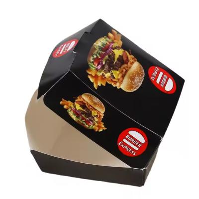China Customized Size Printing Hamburger Packaging Box Food Grade Kraft Paper for sale
