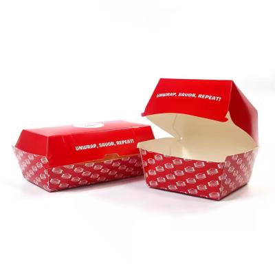 China Customized Disposable Fast Food Burger Box with Recyclable Material and Food Grade White Cardboard Packaging for sale
