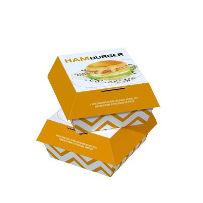 China Customized Color Paperboard Hamburger Box Recyclable Fast Food Grade Eco-Friendly Packaging Box for sale