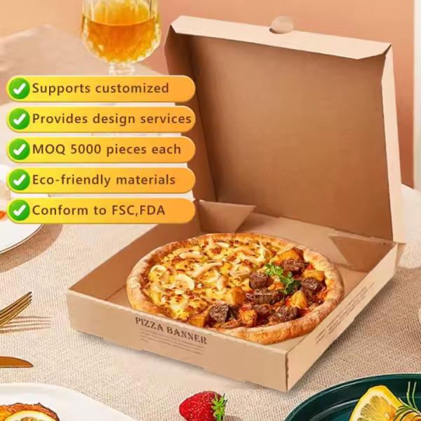 Quality Custom Pizza Box Biodegradable Fast Food Grade Corrugated Paper Box for Milk and for sale