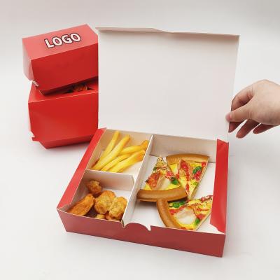 China Food Catering Fried Chicken Box Customized Fast Food Packaging with Divider for sale