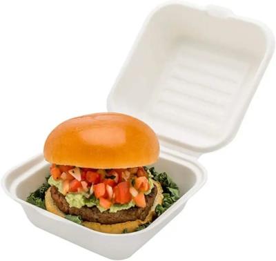 China UV Coating Biodegradable Sugarcane Bagasse Bamboo Burger Box for Environmentally Friendly Packaging for sale