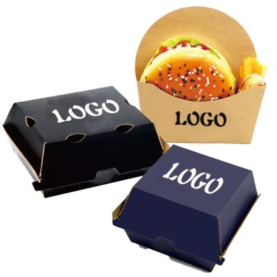 China Customized hamburger box eco-friendly and biodegradable kraft paper food packaging for sale