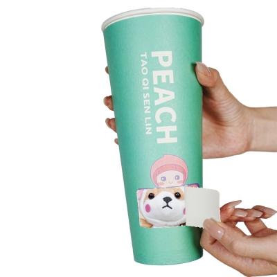 China Customized Biodegradable Blind Box Gift Paper Cup for Boba Milk Tea with Lid for sale