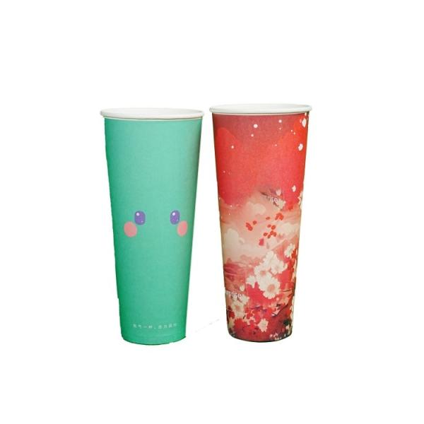 Quality Customized Biodegradable Blind Box Gift Paper Cup for Boba Milk Tea with Lid for sale