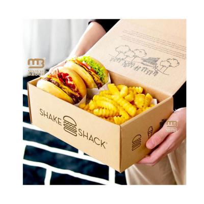 China Fast food grade packaging burger box customized French fries and fried chicken takeaway burger box for sale