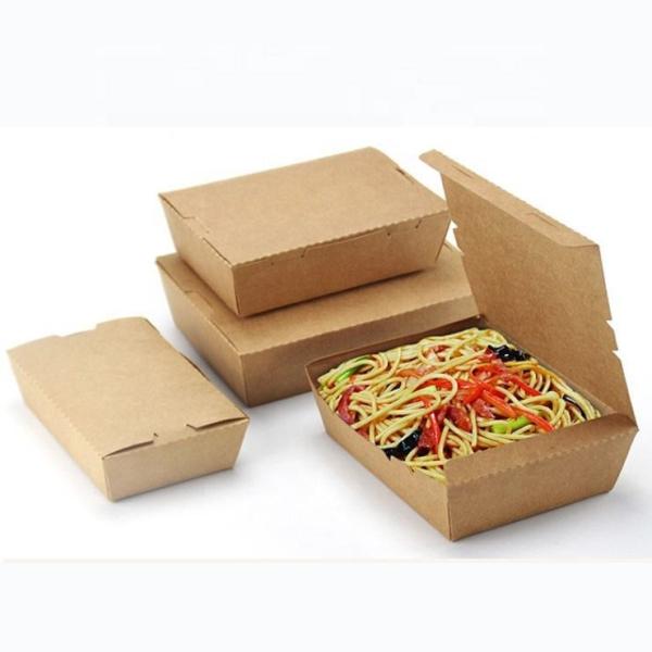 Quality Disposable recyclable custom takeaway salad box kraft paper food packaging box for sale