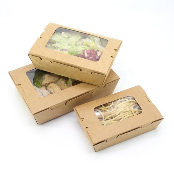 Quality Disposable recyclable custom takeaway salad box kraft paper food packaging box for sale