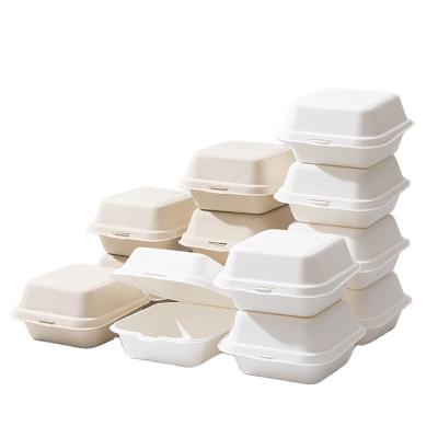 China CMYK Color Printing and Prompt Lead Time Customized Hamburger Box Made from Sugarcane Corn Bagasse for Fast Food Packaging for sale