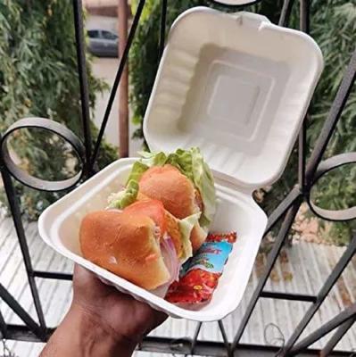 China Low price customized eco-friendly biodegradable fast food grade corn residue clam box burger box for sale