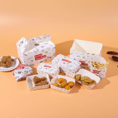 China Wholesale Customized Fried Chicken French Fries Hamburgers Eco-friendly Paper Packaging Takeaway Box for sale
