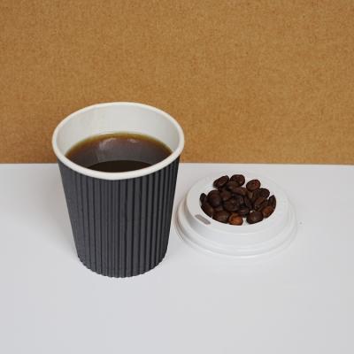 China Beverage Industrial Disposable Coffee Cup With Lid Corrugated Wallpaper Single And Double Wall Eco-Friendly Customization for sale