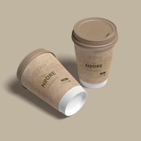 Quality 100% Biodegradable White Cowhide Double Wall Coffee Paper Cup With Water-based for sale