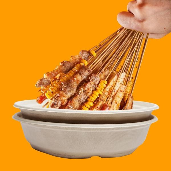 Quality Compostable sugarcane bagasse paper bowl fast food packaging outer box for sale