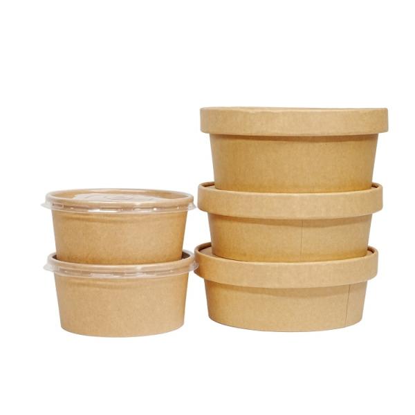 Quality Biodegradable brown kraft paper bowl with custom printed logo salad hot soup for sale