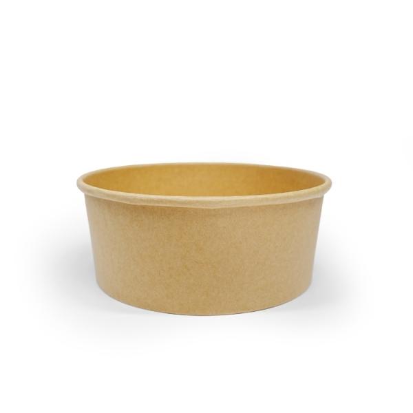 Quality Biodegradable brown kraft paper bowl with custom printed logo salad hot soup for sale