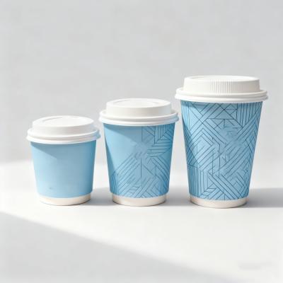 China Eco-friendly custom printed logo disposable coffee paper cup set for sale