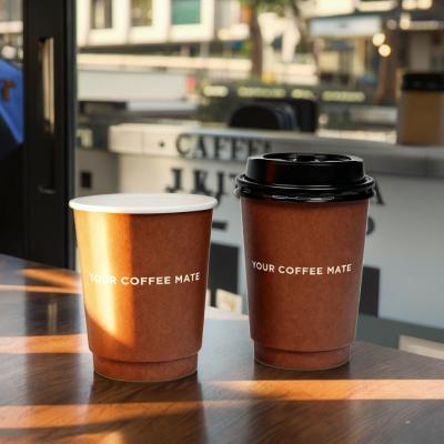 China Disposable double-layer hot drink paper cup coffee cup customized eco-friendly water-based coating paper cup for sale