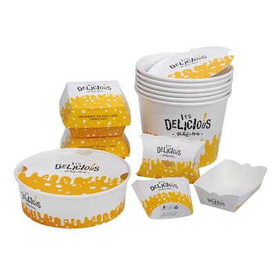 China Fast food packaging wholesale custom logo eco-friendly food grade burger french fries fried chicken paper box for sale