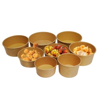 China Wholesale customized eco-friendly and biodegradable kraft paper salad takeaway disposable paper bowl for sale