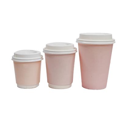 China Disposable coffee paper cup wholesale custom 8oz double-layer hot coffee paper cup with lid for sale