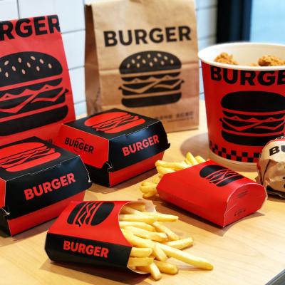 China Custom printed logo eco-friendly disposable fast food burger fries fried chicken paper boxes for sale