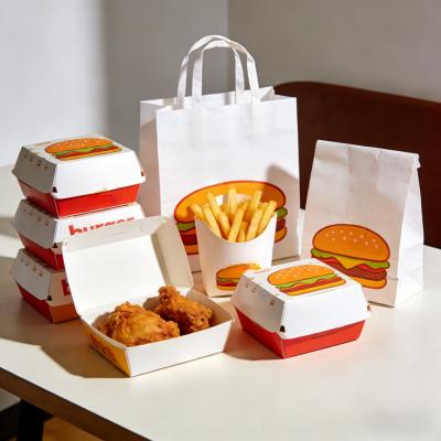 China Restaurant wholesale customized set fast food takeout Korean fried chicken box food burger sandwich fries box for sale