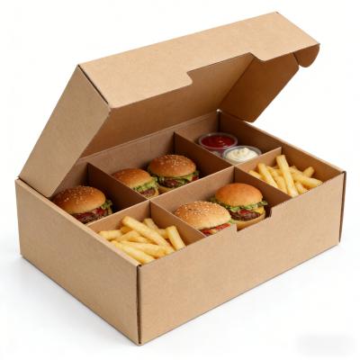 China Wholesale Custom Printed Eco-Friendly Corrugated Paper Takeout Box for Burgers and Fries with Leak-Proof Design for sale