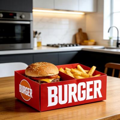 China Wholesale customized Mexican roll food box fast food delivery burger and french fry packaging box for sale