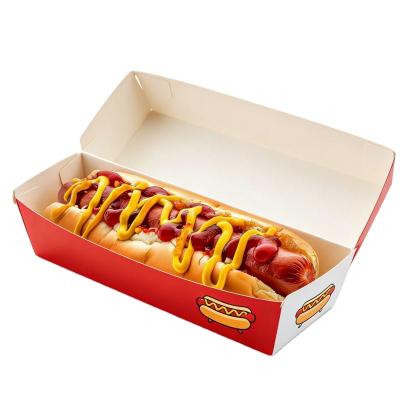 China Eco-friendly Kraft disposable hot dog packaging box, customized fast food takeaway box for sale