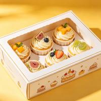China Custom Logo Foldable Window Cake Box 300gsm Food Grade Kraft Paper Eco Friendly Flat Pack Bakery Packaging for sale