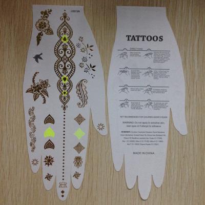 China Fluorescent Flash Metallic Tattoo Stickers Temporary , Festival Tattoo Stickers for sale