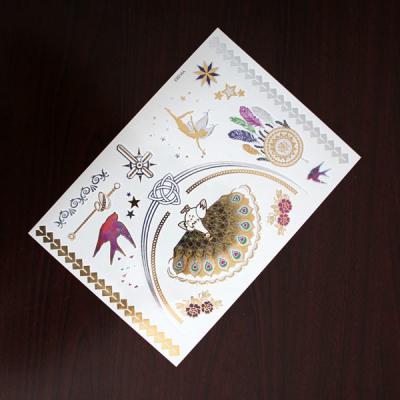 China Van de de Folie Metaalflits van het douanelichaam Tijdelijke Gouden Zilveren de Tatoegeringenstickers Te koop