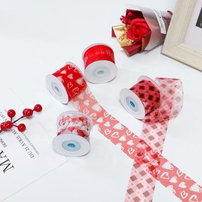 China Valentijnsdag Hart Organza Ribbon 3,5cm voor High Tenacity Kerst Decoratie Te koop