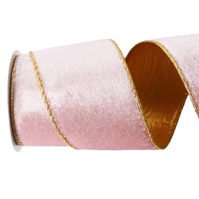China Organza Custom Double Wired Pink Grey Ribbon for Gift Packaging and Special Occasions for sale