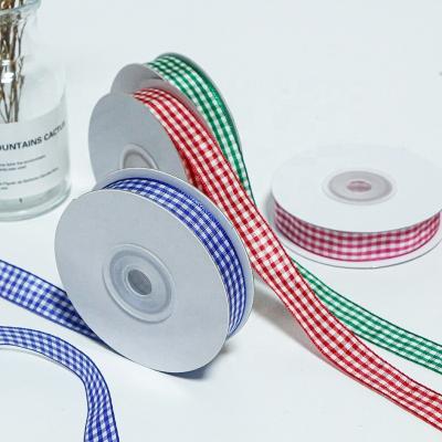 China Jacquard 10mm Plaid Ribbon Drahtgebundenes Burlap Ribbon in verschiedenen Farben für und anpassbar zu verkaufen