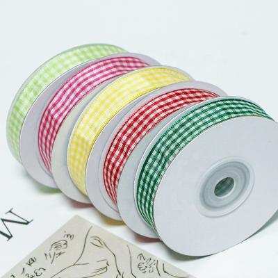 China Jacquard 10mm Plaid Ribbon Drahtgebundenes Burlap Ribbon in verschiedenen Farben für und anpassbar zu verkaufen