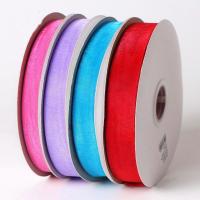 China Double Face Style Solid Pink Polyester Organza Ribbon Roll for Efficiency for sale