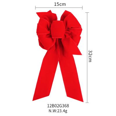 Cina Poliestere/giuta con filo di velluto rosso grandi nastri per la decorazione dell'albero di Natale in vendita