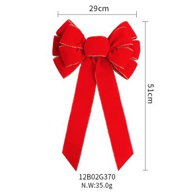 Cina Poliestere/giuta con filo di velluto rosso grandi nastri per la decorazione dell'albero di Natale in vendita