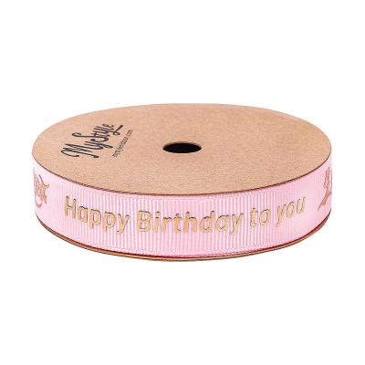 China Witte MSD 2023 Outlet Roze gedrukte brieven Grosgrain lint Gelukkige verjaardag Te koop