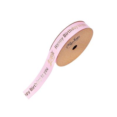 China Witte MSD 2023 Outlet Roze gedrukte brieven Grosgrain lint Gelukkige verjaardag Te koop