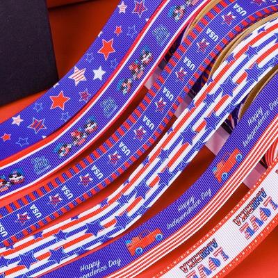 China Aanpassen Onafhankelijkheidsdag Grosgrain Ribbon 25 mm 3 yards per rol Double Face STARS Te koop