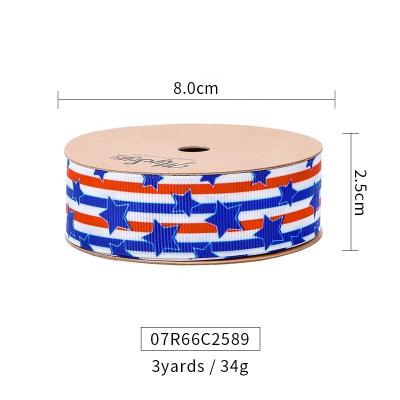 中国 独立記念日 グログラインリボン 25mm 3ヤード/ロール ダブルフェイススターズ 販売のため